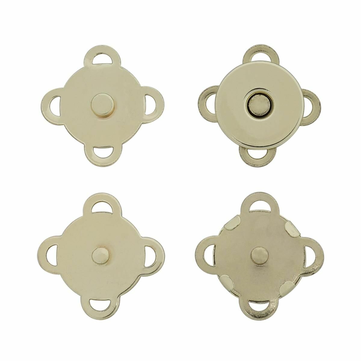 Кнопка для одежды BIG магнитная пришивная "С ушками" 15 мм, металл, золото, 4 шт (69022/set)