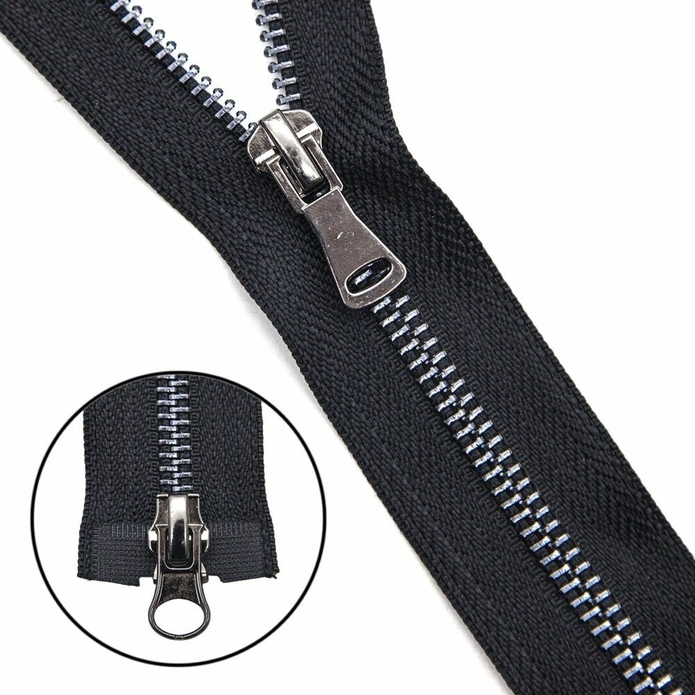 Молния айрис металл-черный никель, 70 см 580 черный, 5 шт