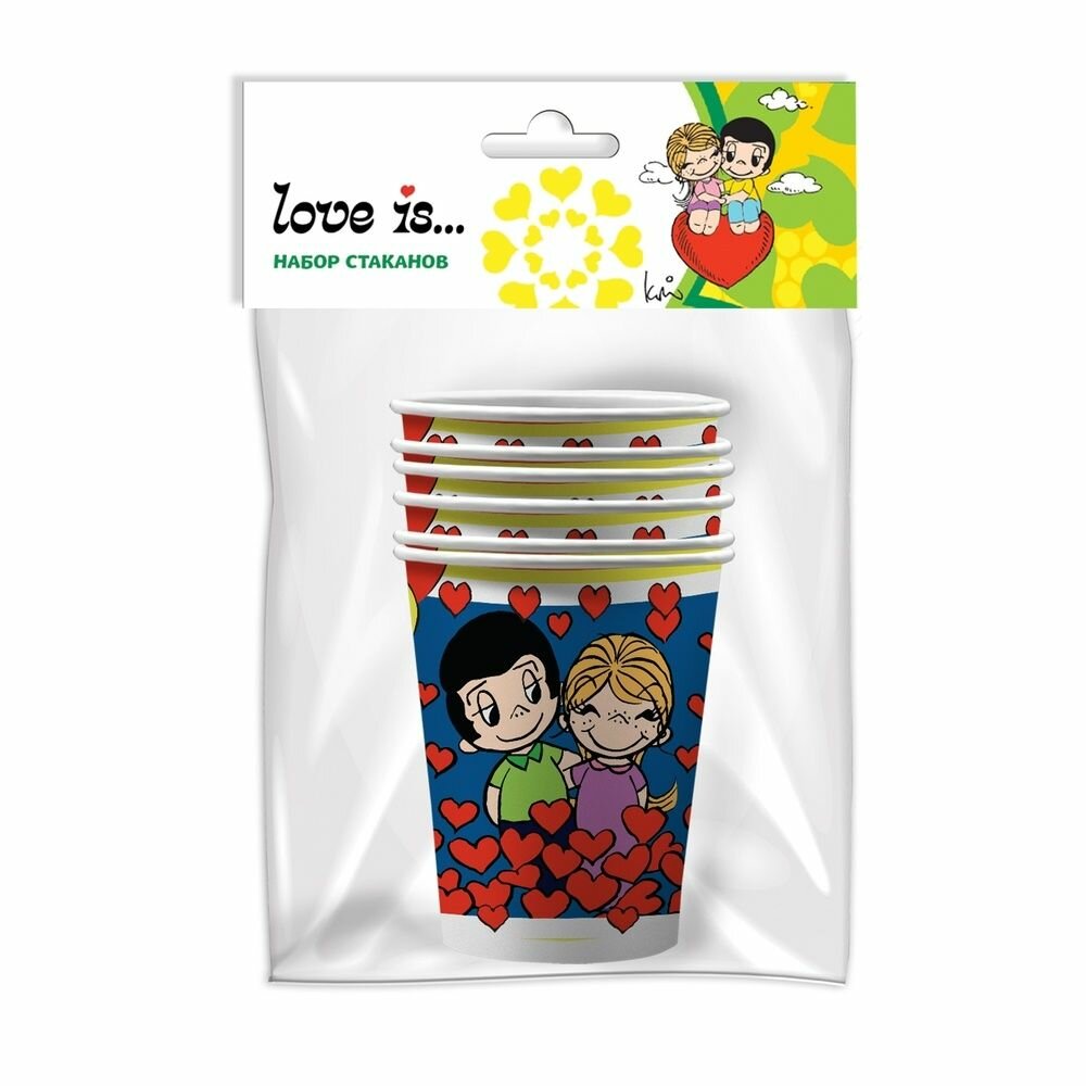 Набор бумажных стаканов ND Play "Love is ", синие, 6 шт, 250 мл (308355)
