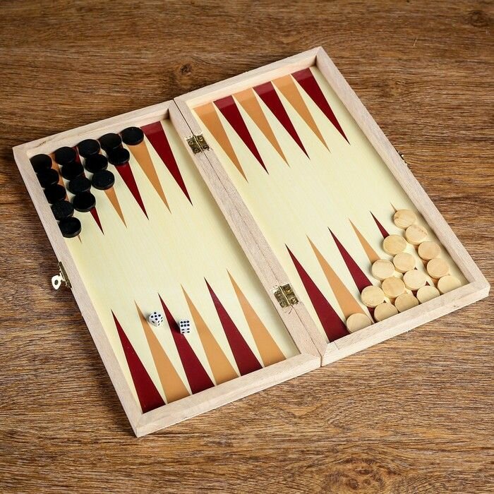 Нарды КНР "Лабарт", деревянная доска 29х29 см, с полем для игры в шашки (578808)