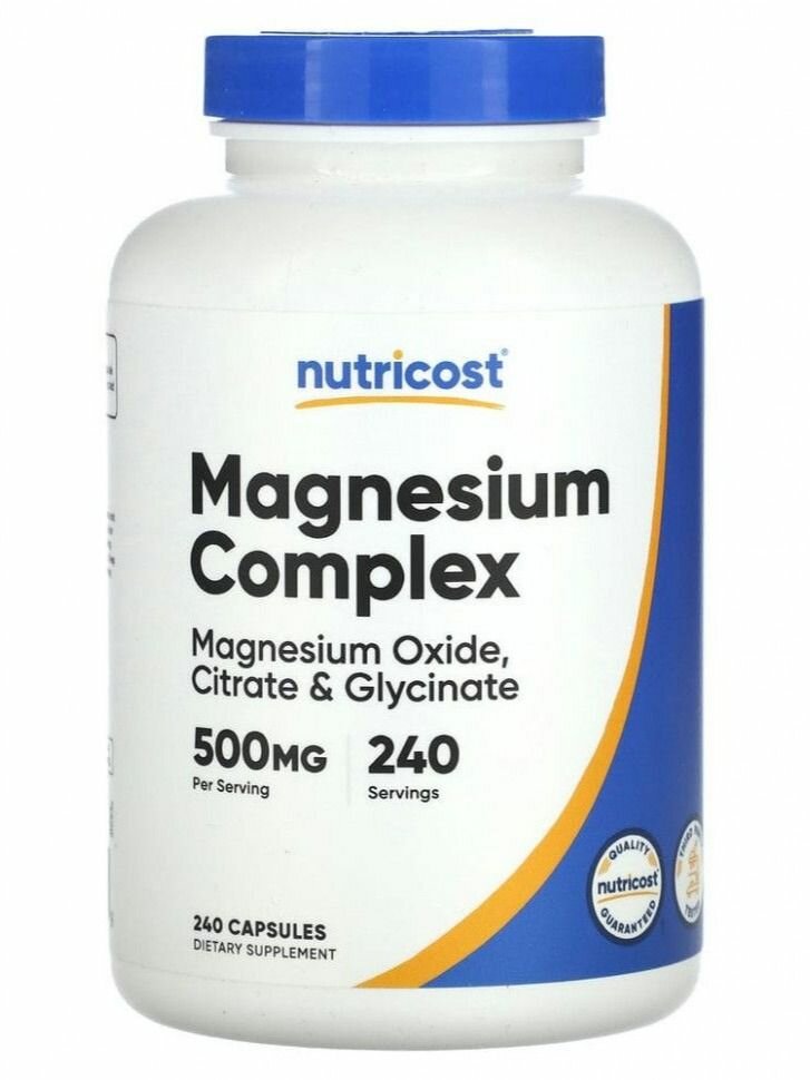Комплекс магния, 500 мг, 240 капсул, Nutricost