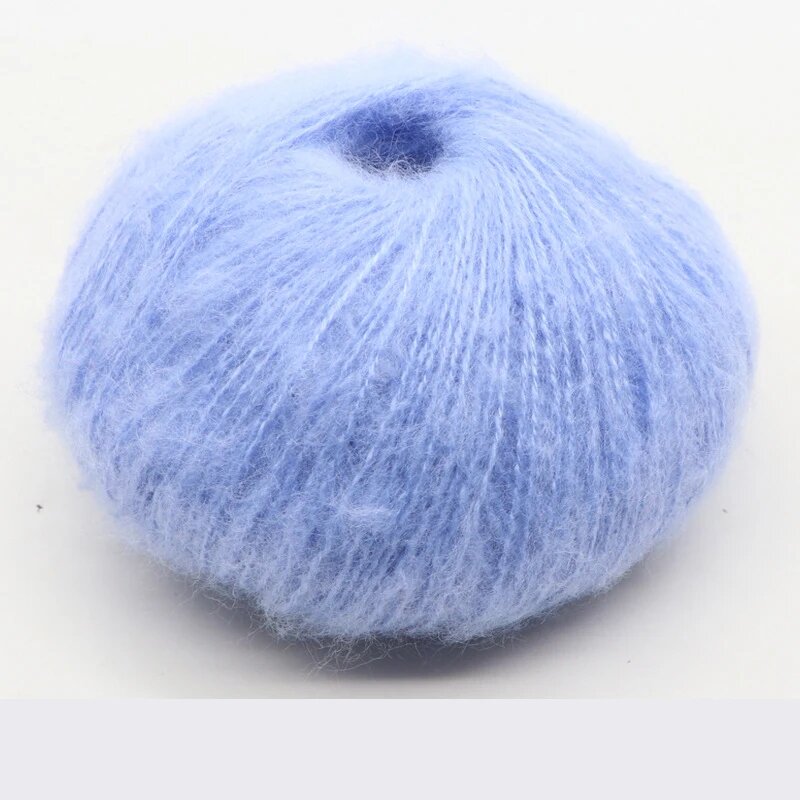 Длинная плюшевая кашемировая мохеровая пряжа 25г, 20% мохер, 80% акрил для вязания Синий, 22 light blue