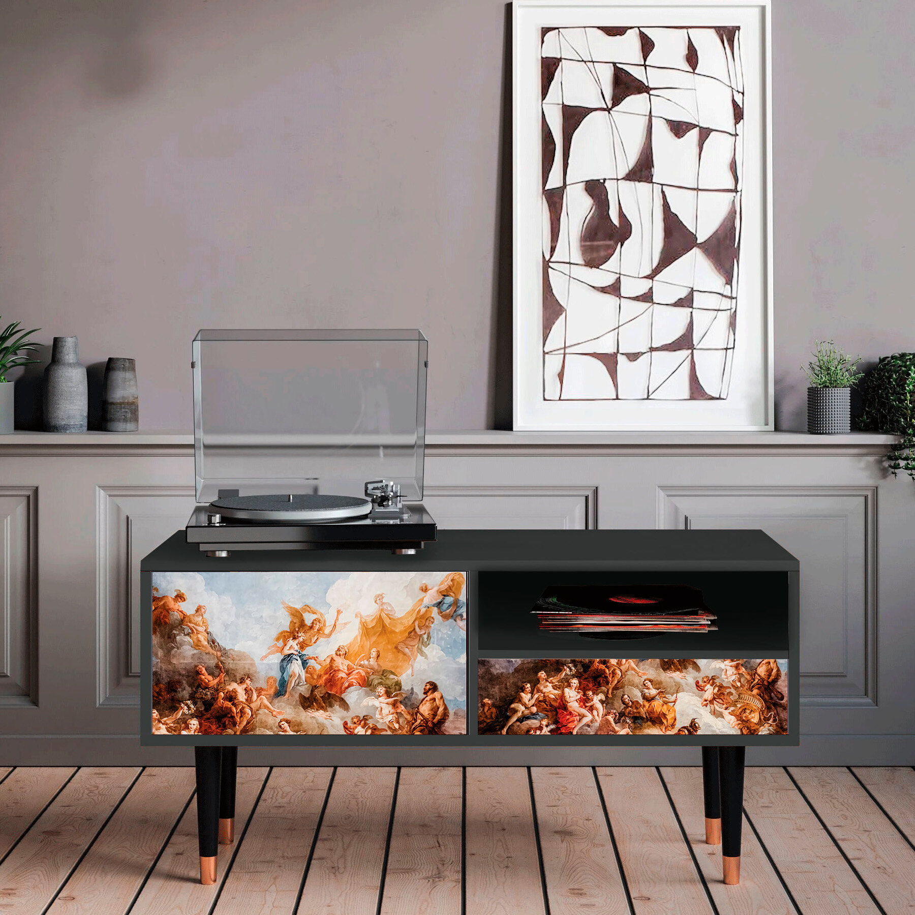 ТВ-Тумба - STORYZ - T3 Versailles by Michelangelo, Размер - 115 x 59 x 48 см, Цвет корпуса - , Антрацит