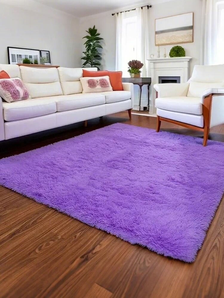Плюшевый ковер, плюш, фиолетовый, 200x300 см для гостиной спальни детской комнаты, нескользящей пушистой комнаты