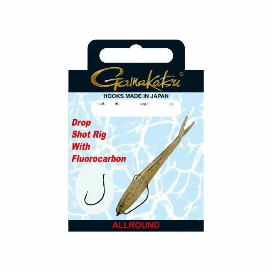 Крючки для рыбалки с поводком металлические набор на щуку и сома, Gamakatsu Booklet DROPSHOT WORM39 разм. 02-0.26мм 170см 3шт, снасти карповые летние Япония