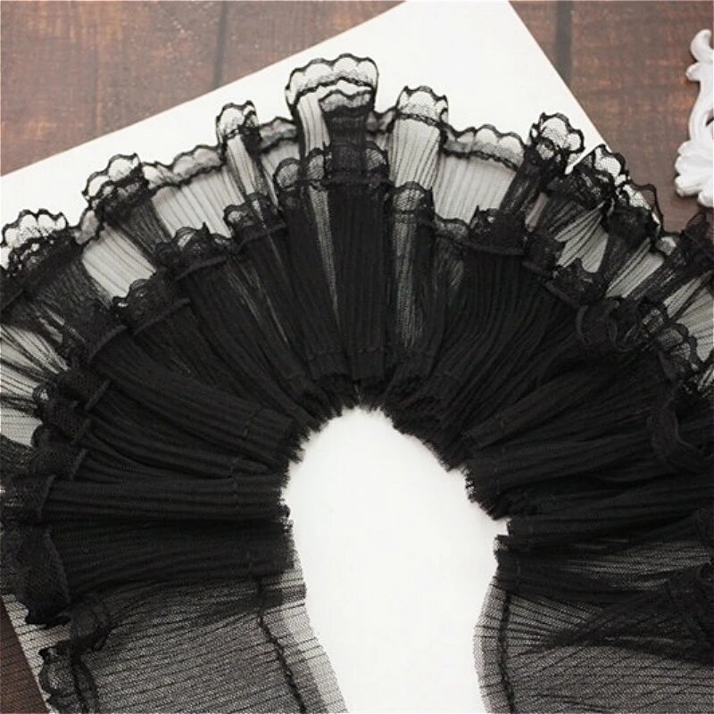 Двухслойная плиссированная фатина Yoohxin 13см белая Черный, black