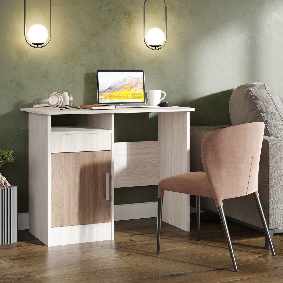 Стол компьютерный №4 (0,97х0,5х0,75), шимо темный/шимо светлый