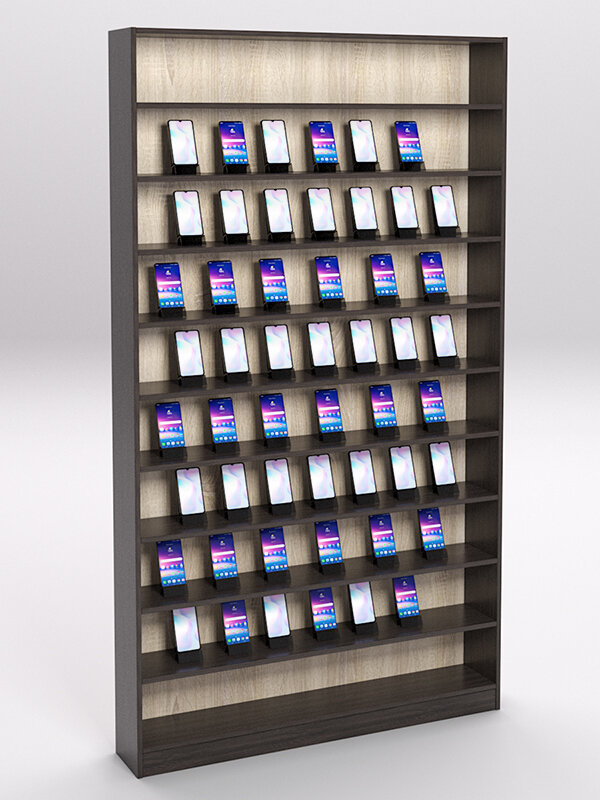 Стеллаж "сота" №1 для телефонов, Дуб Сонома и Дуб Венге. Производство товара - компания Westcom.