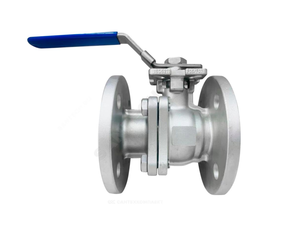 Кран шаровой нерж Ду 15 Ру40 фл L=125мм под электропривод с рукояткой ISO F03/F04 полнопроходной Benarmo