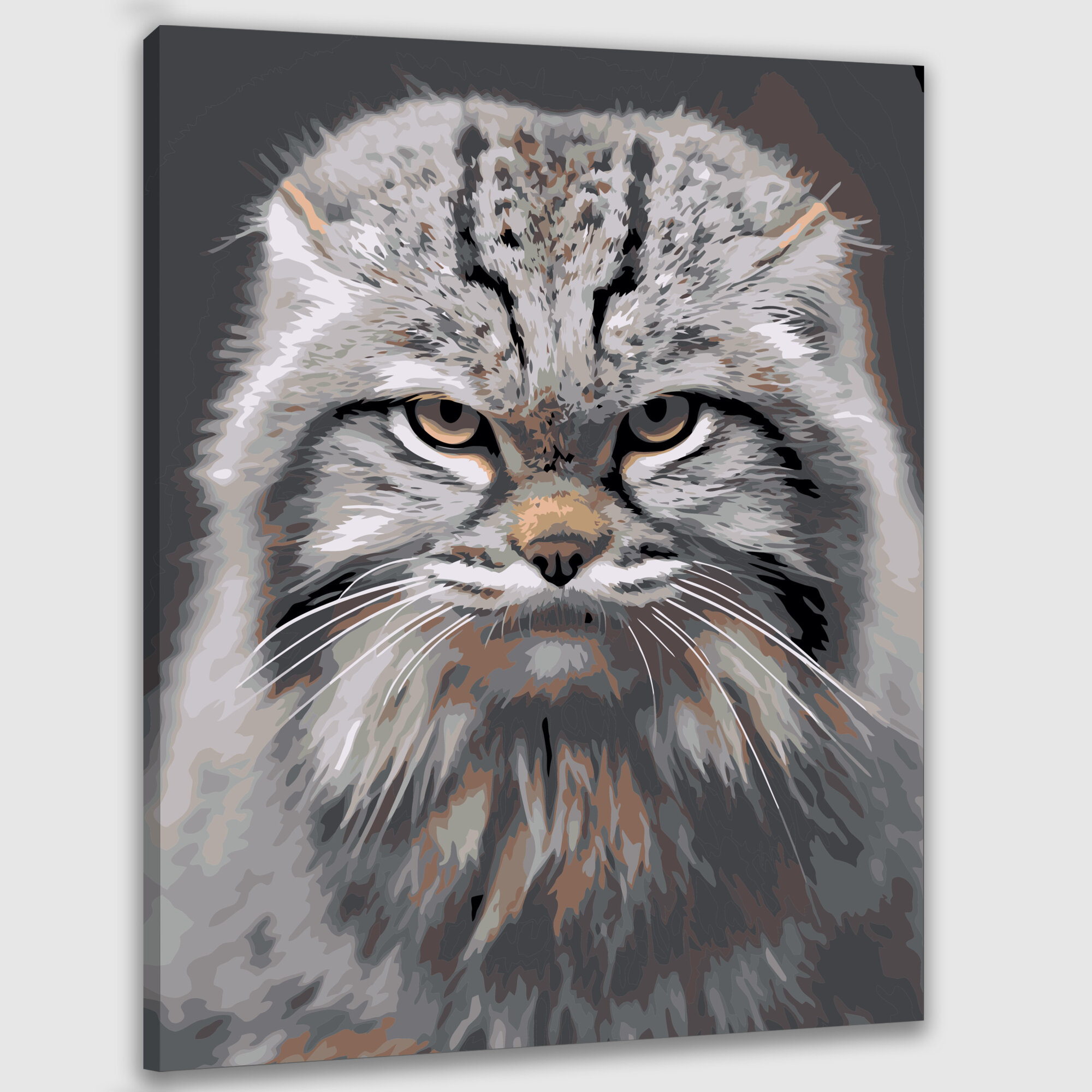 Картина по номерам 40x50 см, манул, морда, крупный план, узоры, мех, напряженность, глаза, сила, грация, объектив, f, 4