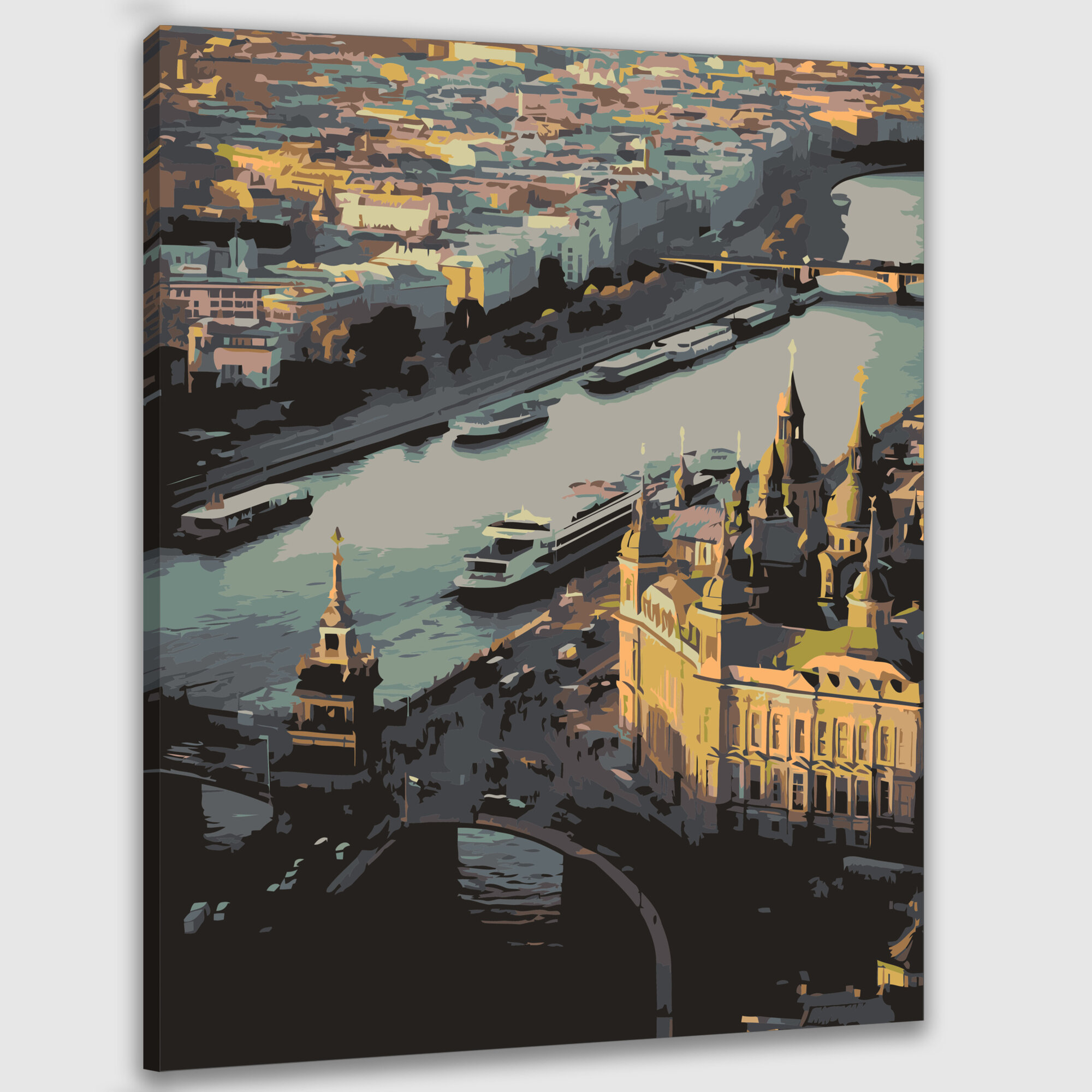 Картина по номерам 40x50 см, аэрофотосъемка, архитектура, Санкт-Петербург, замысловатые мосты, дворцы, соборы, Нева