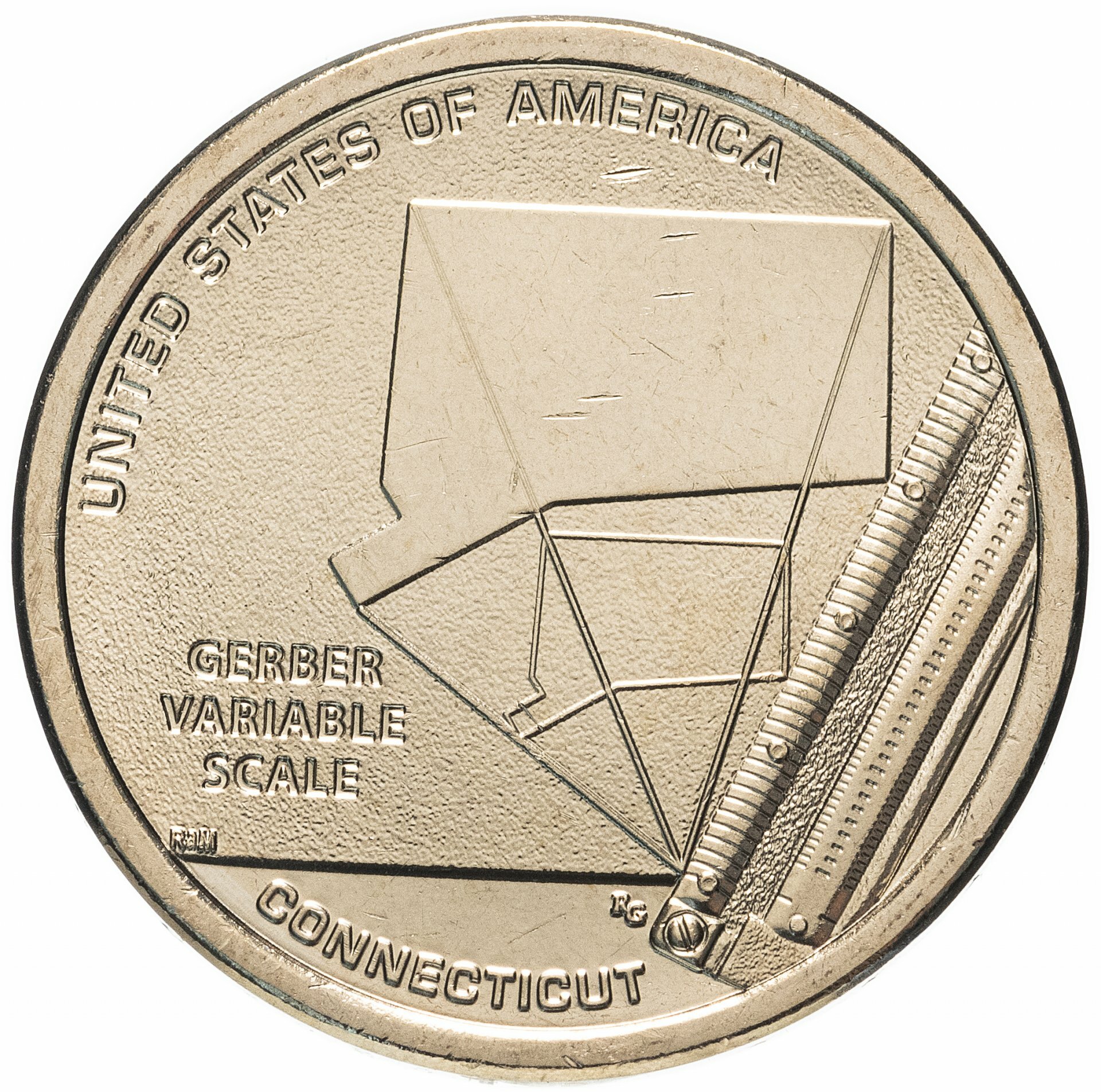 США 1 доллар dollar 2020 P "Американские инновацииПеременная шкала Гербера", Медь с марганцево-латунным покрытием, в сохранности UNC