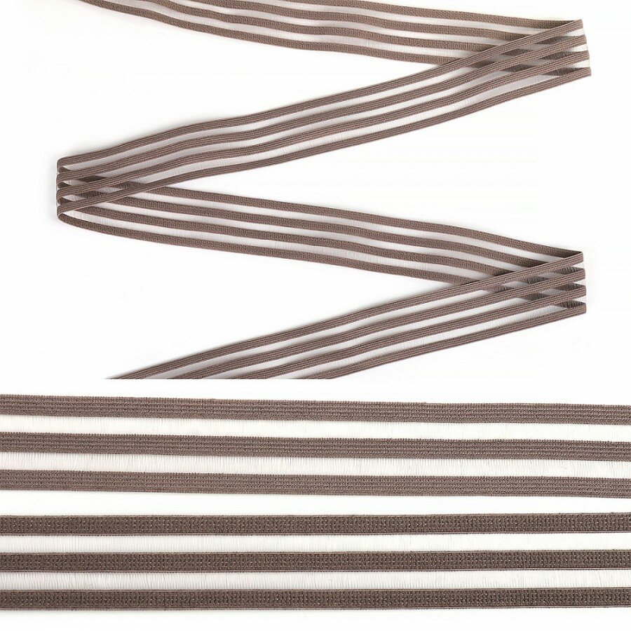 Резинка декоративная с прозрачными вставками Нейлон шир.020мм цв. шиншилла S222 уп.30м