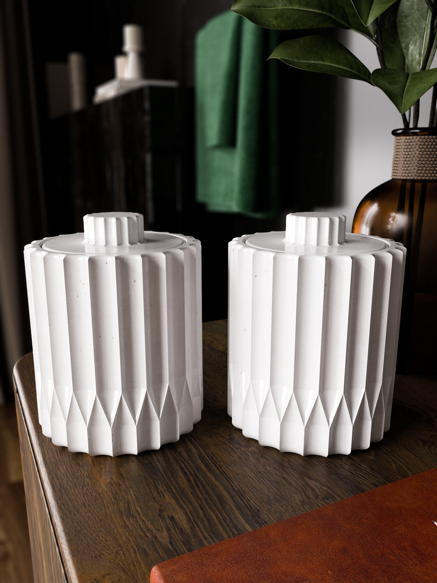 Набор аксессуаров для ванной комнаты "San Marino", белый глянцевый^ контейнер для ватных палочек и для ватных дисков