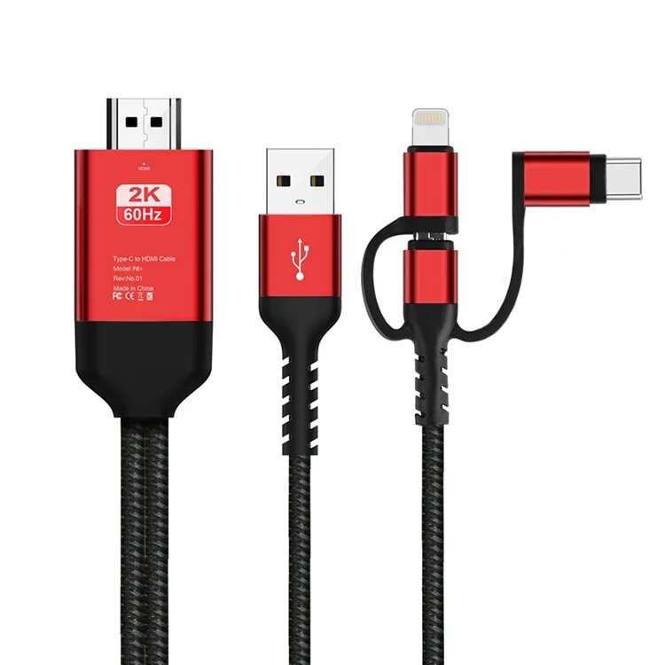 3 в 1 HDMI кабель-адаптер Type-C Micro USB Lightning