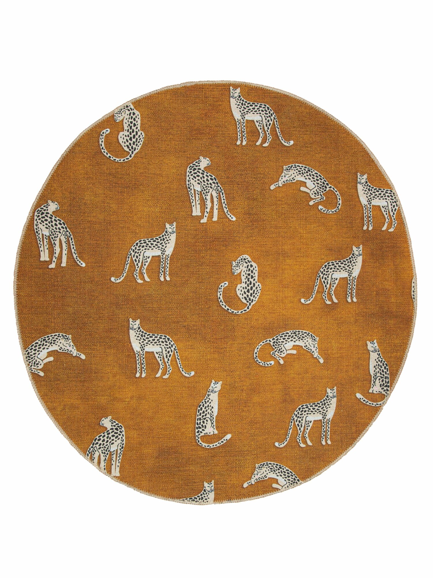 Ковер , безворсовый, хлопок/полиэстер, леопардовый дизайн, круглый, 120х120