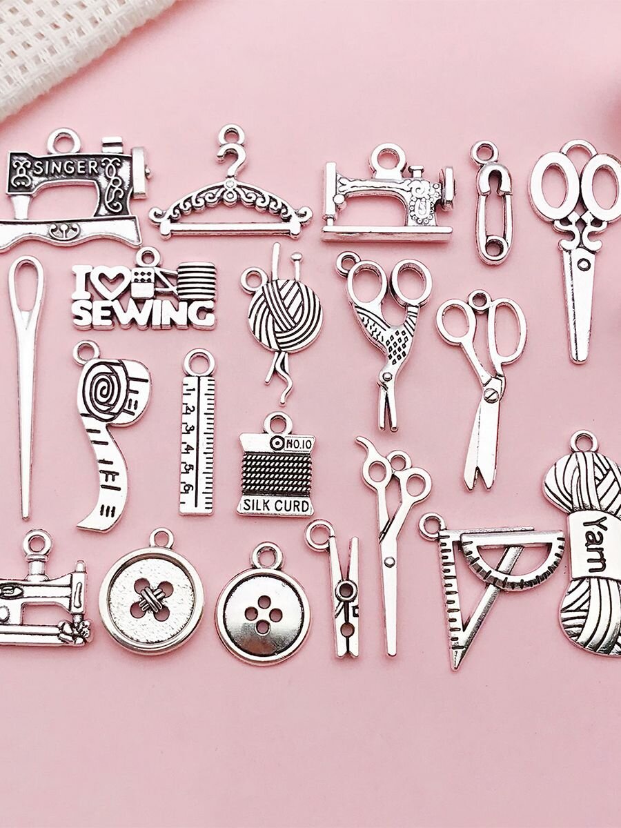 20 винтажных швейных машин с эффектом состаренного серебра полный комплект для шитья