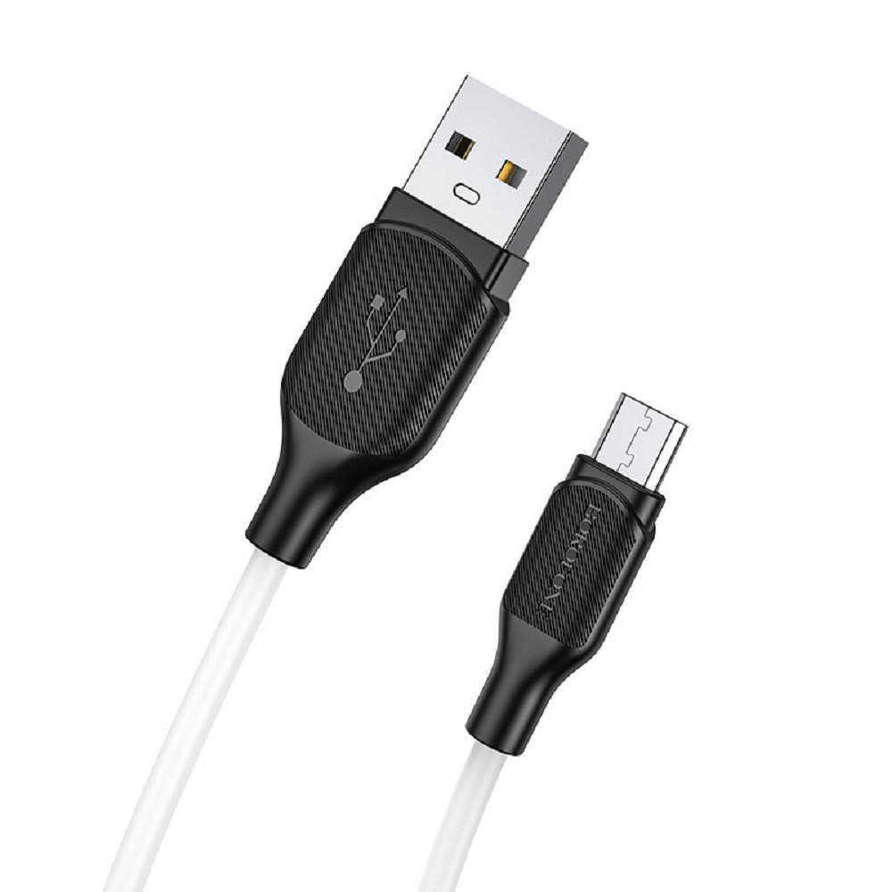 Кабель для зарядки Borofone BX42 USB-A - Micro USB, 1 м, бело-черный, 2,4 A