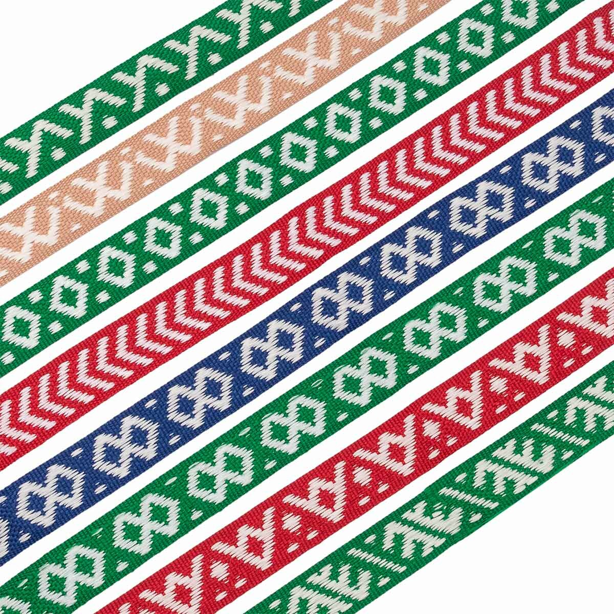 Лента декоративная 'Славянский оберег', набор 8 шт по 0,5 м, ширина 1,8 см, ассорти, Красная лента