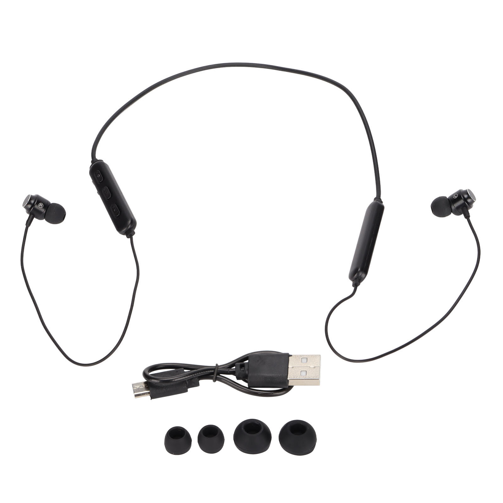 Bluetooth-гарнитура, шейная беспроводная гарнитура с шейным ремешком, спортивная гарнитура с шумоподавлением, беруши с микрофоном, черный