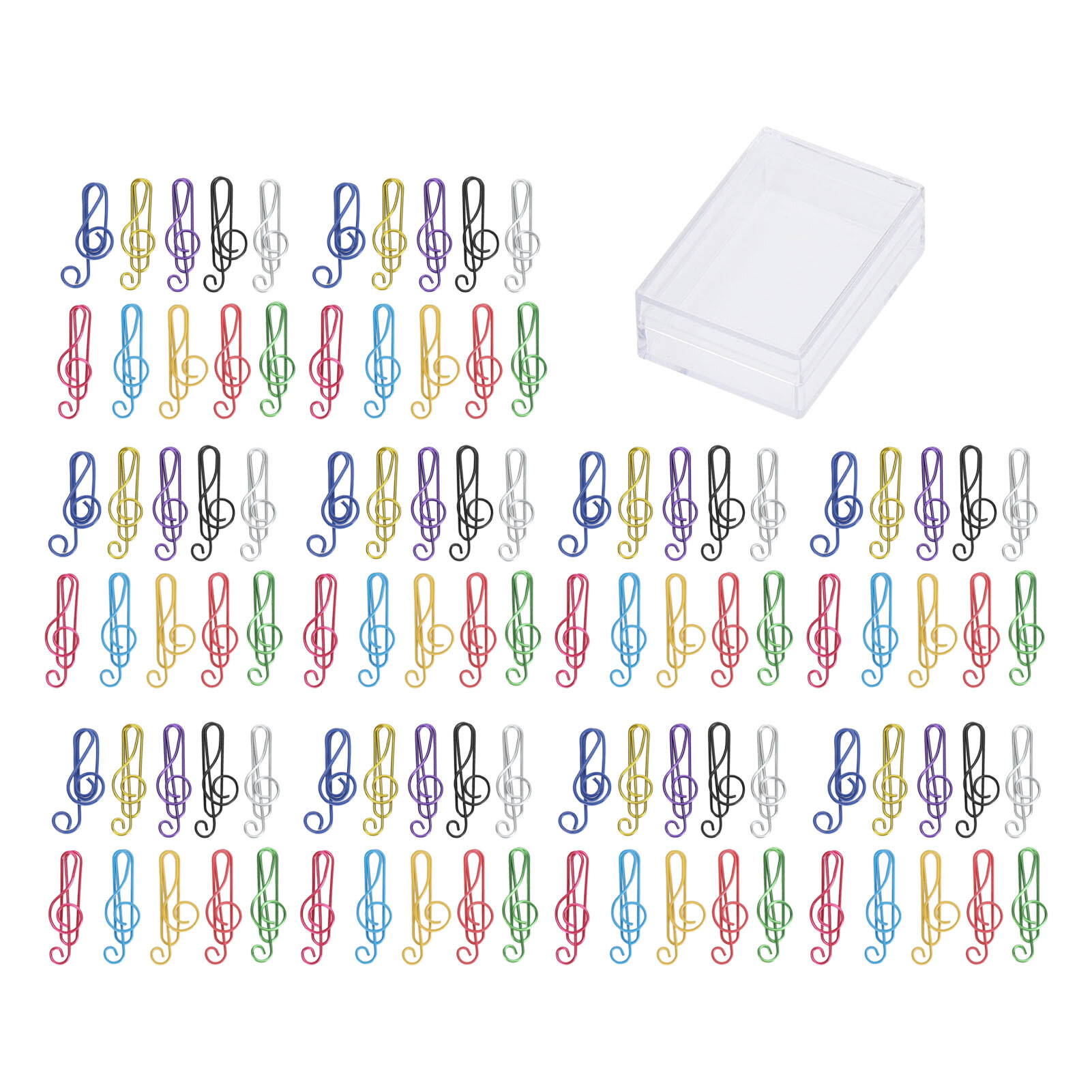 100 шт. милых скрепок для заметок, 10 цветов, металлические скрепки в форме музыкальных нот, скрепки для закладок на стол, офиса, школы