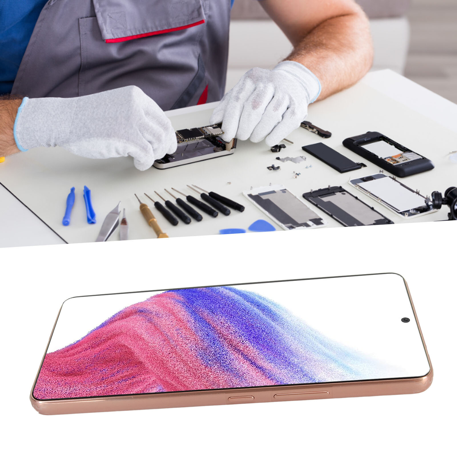 ЖК-дисплей с дигитайзером экрана для Galaxy A53 5G 6,5 дюйма, сенсорный экран телефона в сборе с инструментами для ремонта, датчик отпечатков пальцев для A536 SM A536U A536B Gold