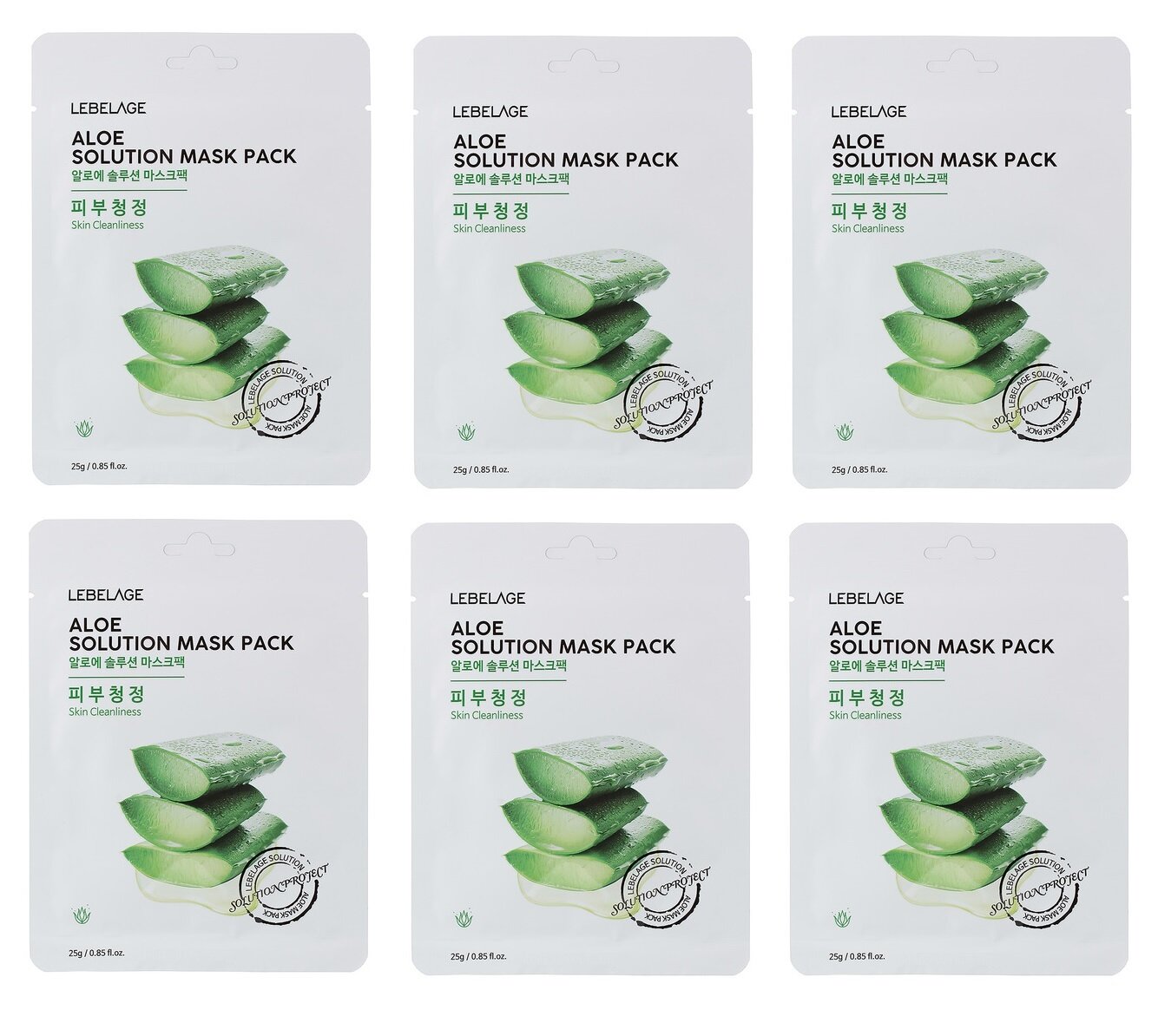Маска Lebelage ALOE SOLUTION MASK, тканевая, 23 гр, 6 шт
