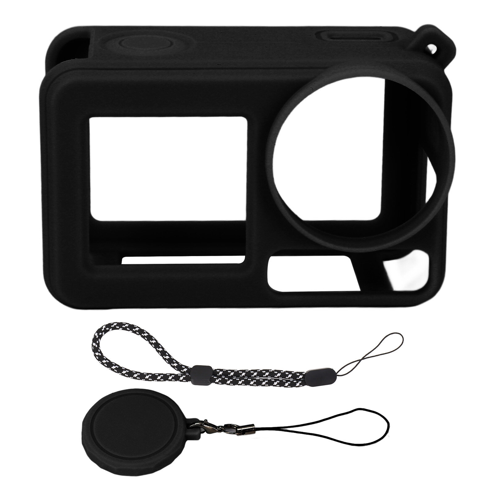 Силиконовый чехол для Action 5 Pro, пылезащитный, противоударный, мягкий силиконовый чехол для камеры и крышка объектива с ремешком на руку, черный