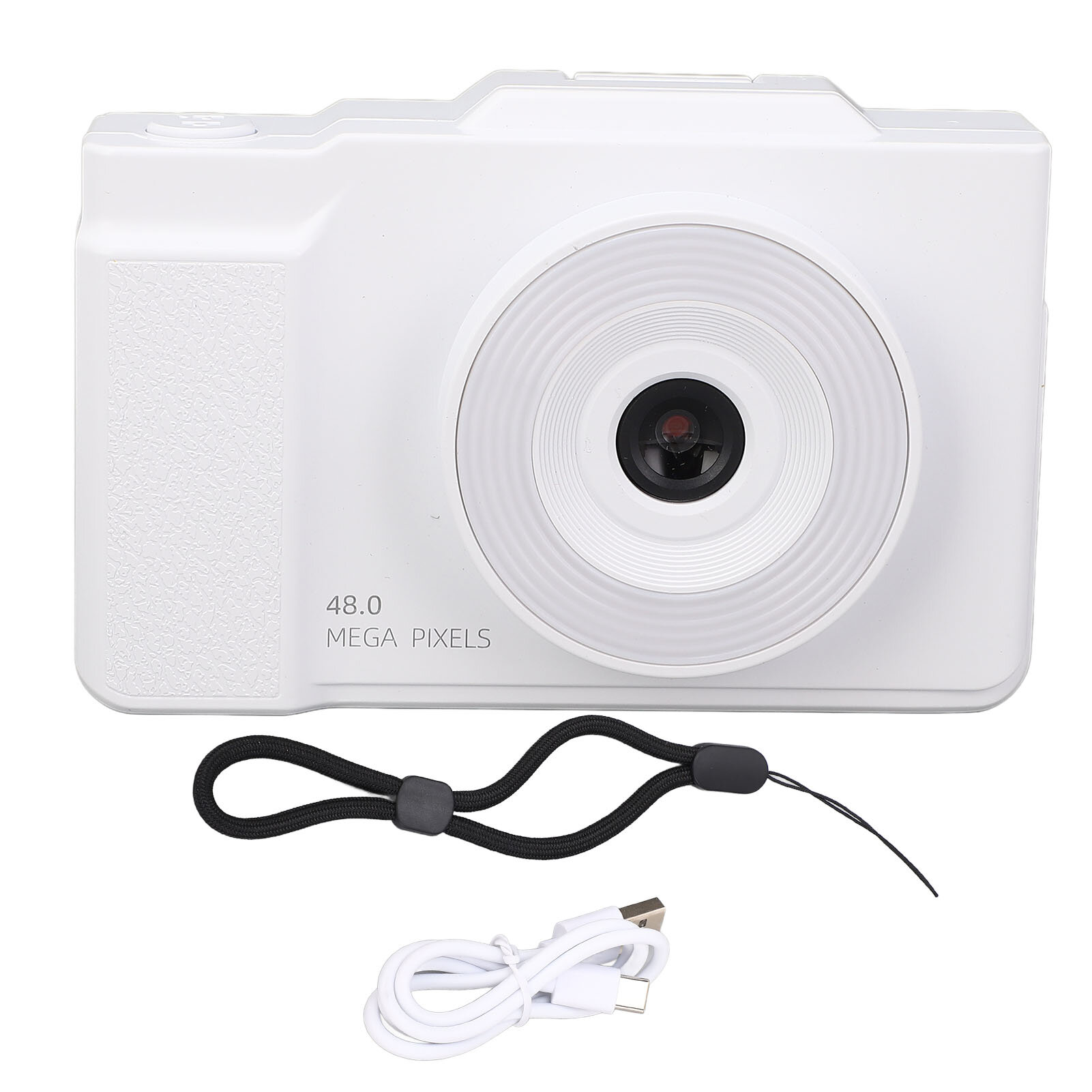 CCD Camera Vintage 2.8in IPS Screen HD 1080P 48MP 16X Zoom Digital Home School Student Selfie White