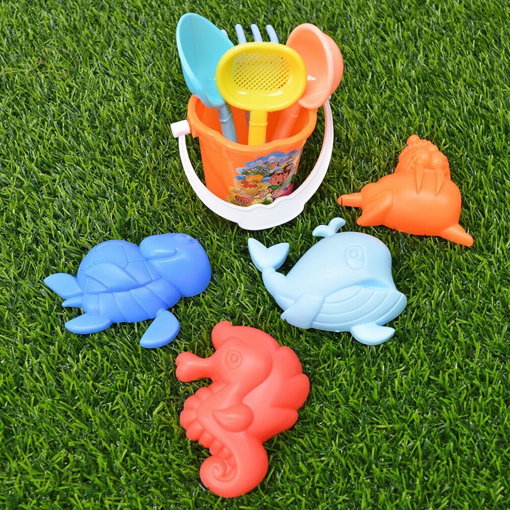 Набор для песочницы "Забава" 17,5х10х9,5 см, 9 предметов: формочки морские животные, лопатки, сито, пластик