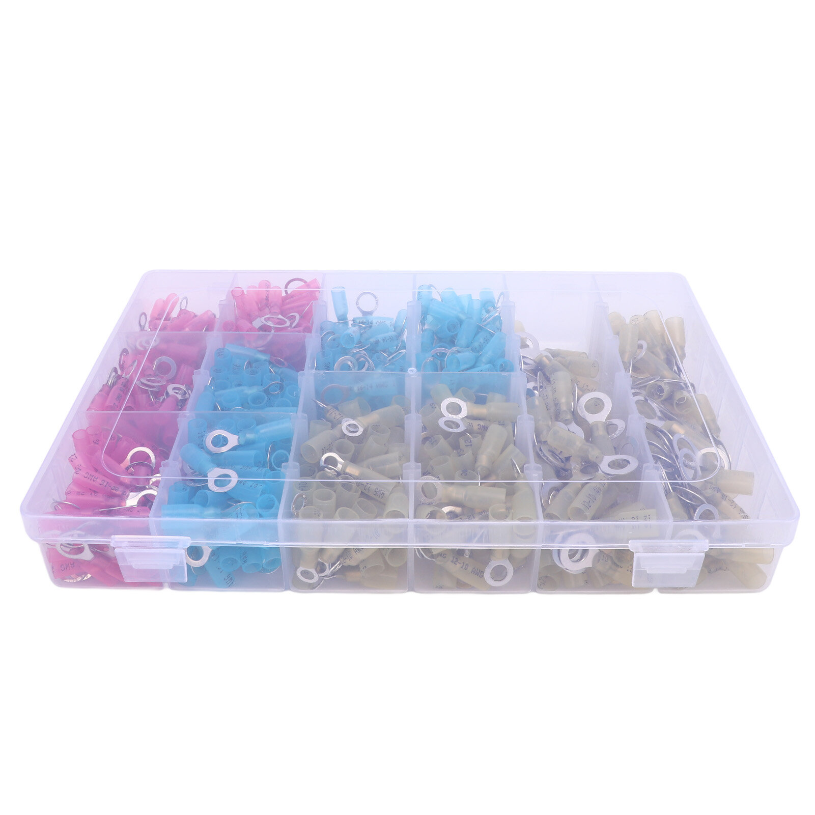 600 шт. термоусадочных соединителей для проводов, водонепроницаемые, электрические изолированные обжимные кольцевые клеммы для морского, автомобильного, лодочного и грузового транспорта.