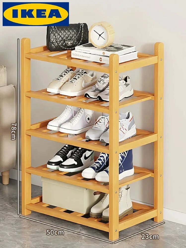 Обувница IKEA "В списках. Все, что я люблю!", бамбук, 5 отделений, 50x23x78 см