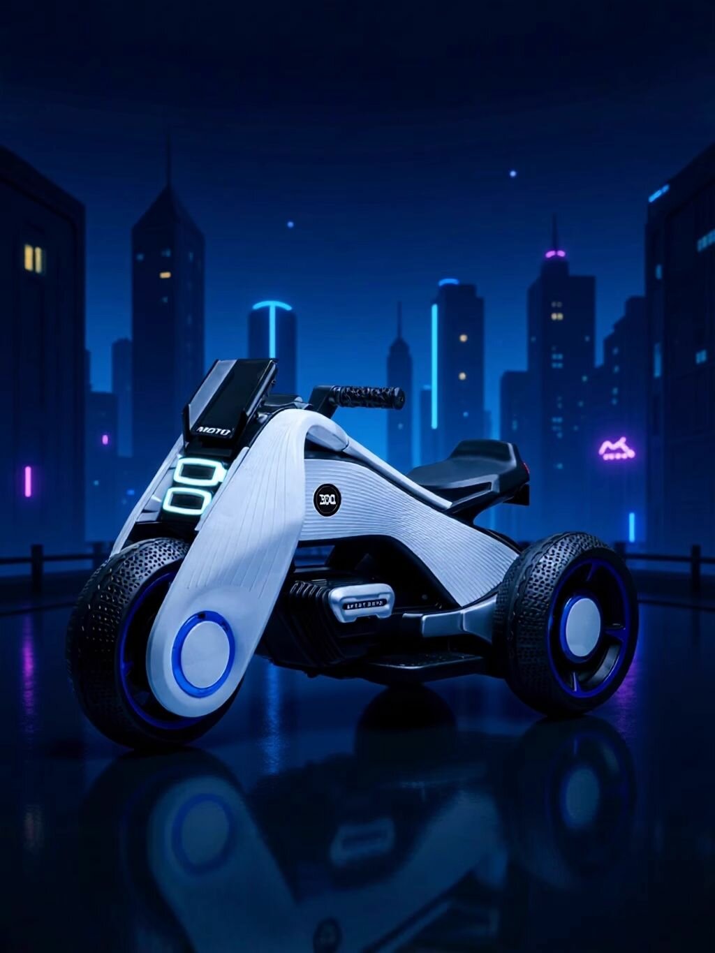 Детский электрический велосипед, от 2 лет, до 35 кг, трёхколёсный, белый