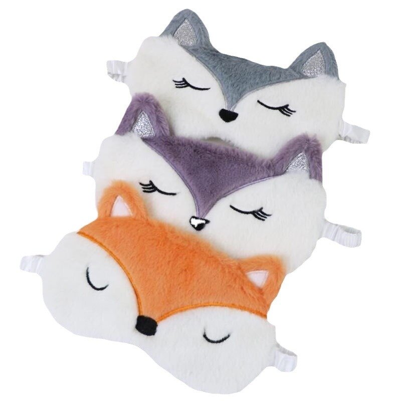 Комплект из 3 масок для сна «Лиса», милые плюшевые маски для сна в виде животных, мягкие повязки на глаза с героями мультфильмов белого, фиолетового и оранжевого цветов, удобные плюшевые маски для сна для детей и взрослых