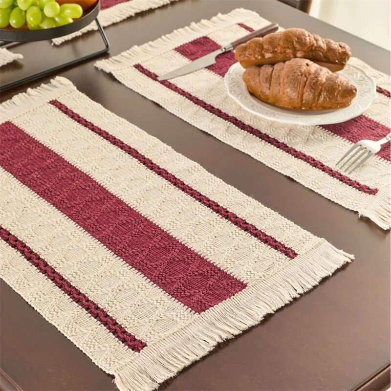 Салфетки в стиле бохо из хлопка, 2 шт./4 шт. Бордовый, 4pcs, As Picture