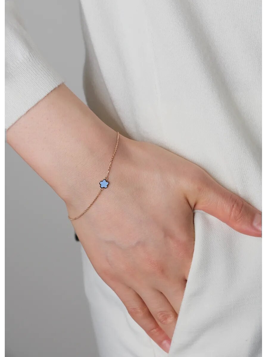 Браслет-цепочка, красное золото, 585 проба, эмаль