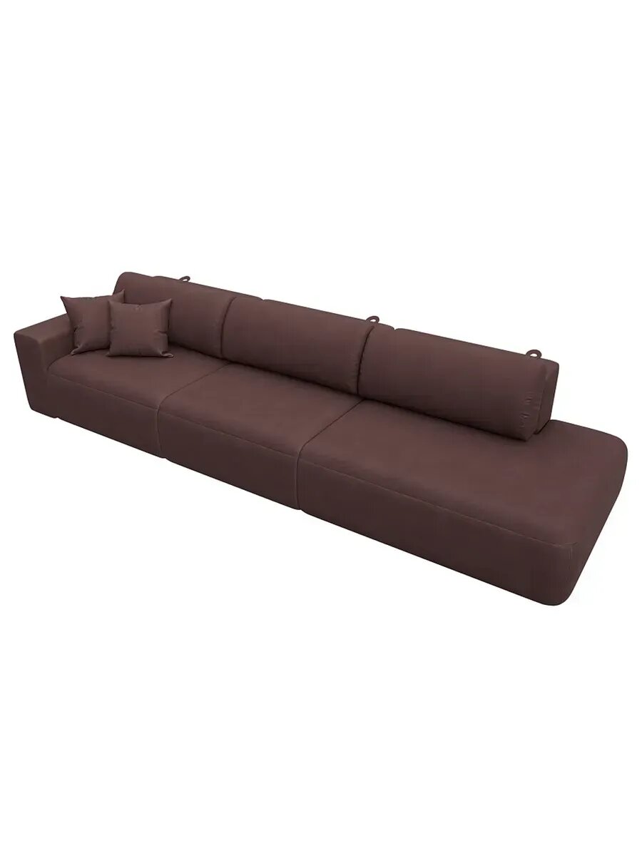 Большой прямой диван Столица со спальным местом 290х160 см, пружинный матрас, ящик для белья, подлокотник слева, замша