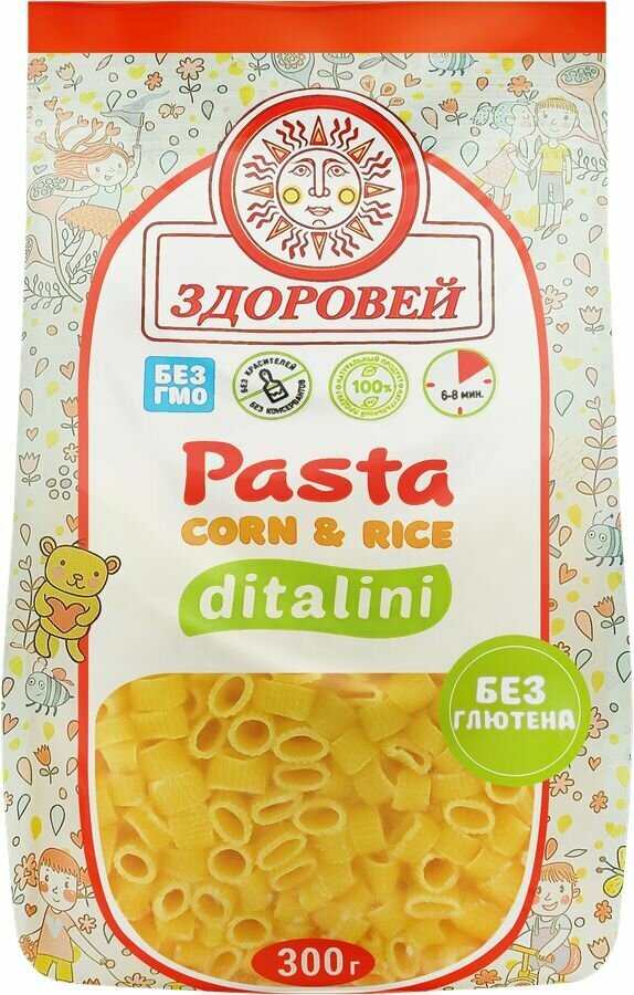 Макароны здоровей Ditalini кукурузно-рисовые (Россия) 300г