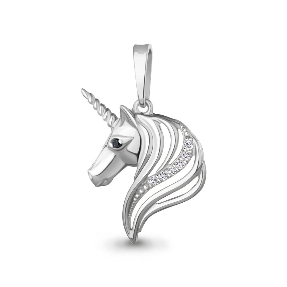 Подвеска, серебро, 925 проба, родирование, нанокристалл, фианит