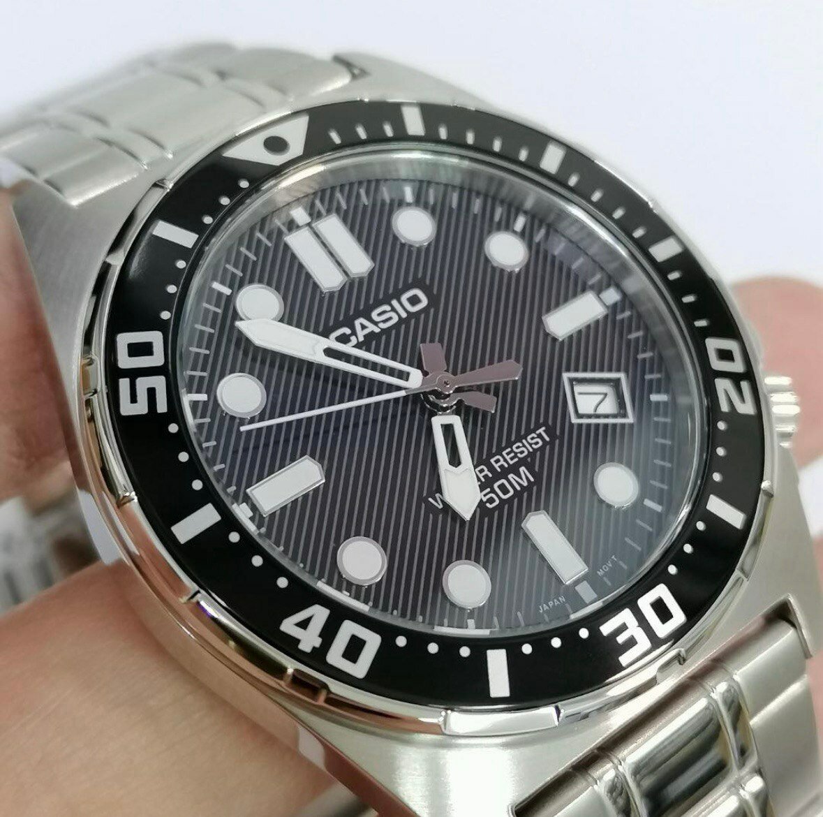 Наручные часы CASIO, серебряный, черный — фото 1