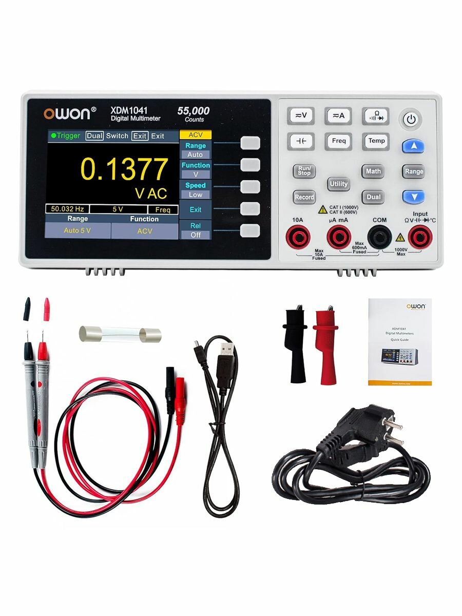 Настольный цифровой мультиметр OWON XDM1041: 55 000 отсчетов, точность измерения постоянного напряжения 0,05%.