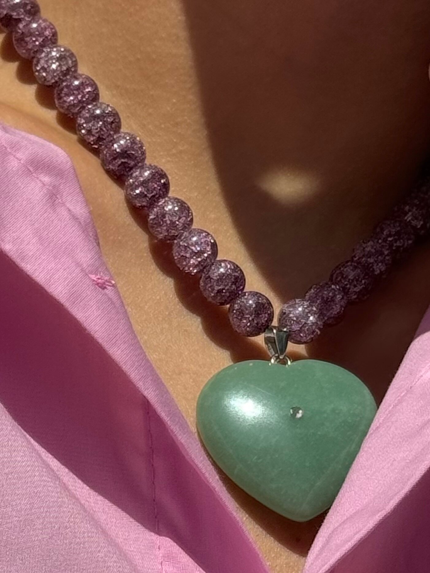 Колье, кварц, нефрит