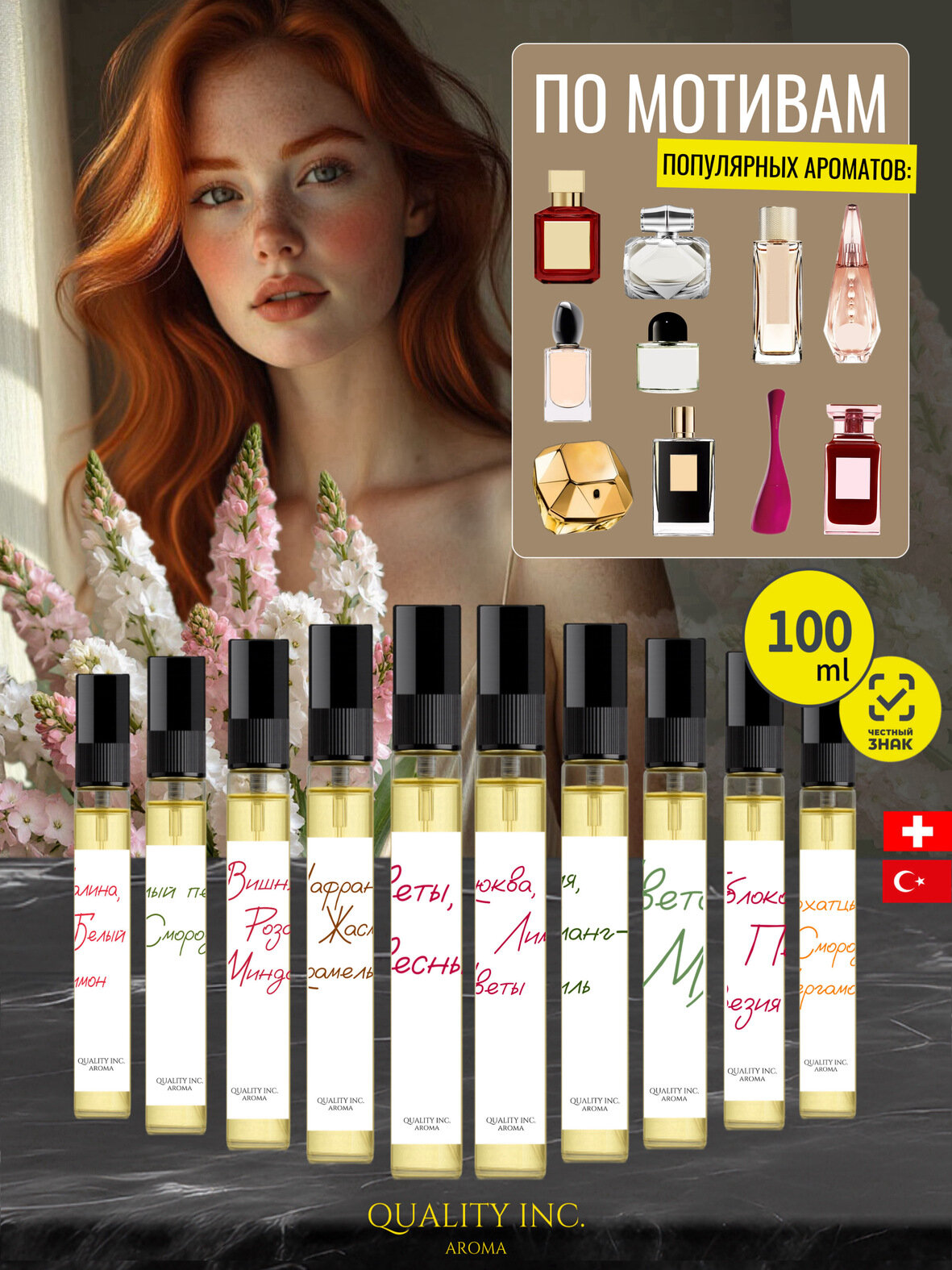 Духи по мотивам известных ароматов женские набор 10 штук по 10 мл
