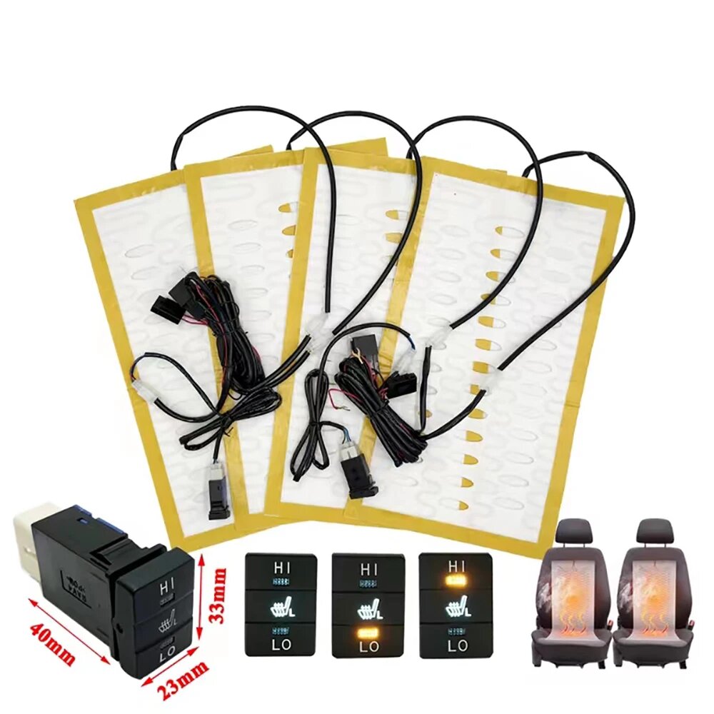 Встроенный комплект обогрева автомобильных сидений, подходит для 2-местных сидений, универсальная грелка из сплава/углеродного волокна, H/L, переключатель управления уровнями для Toyota RVA4 Alloy Wire