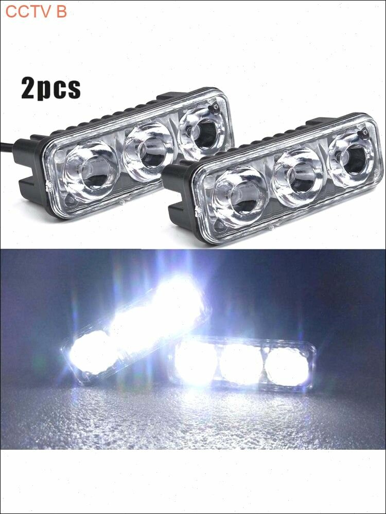 Огни дневные ходовые, Светодиодная, 2 шт, арт. 2x 3LED сверхяркий белый дневной ходовой свет (ДХО) для автомобиля высокой мощности