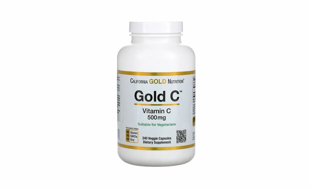 California Gold Nutrition, Gold C, витамин C, 500 мг, 240 вегетарианских капсул