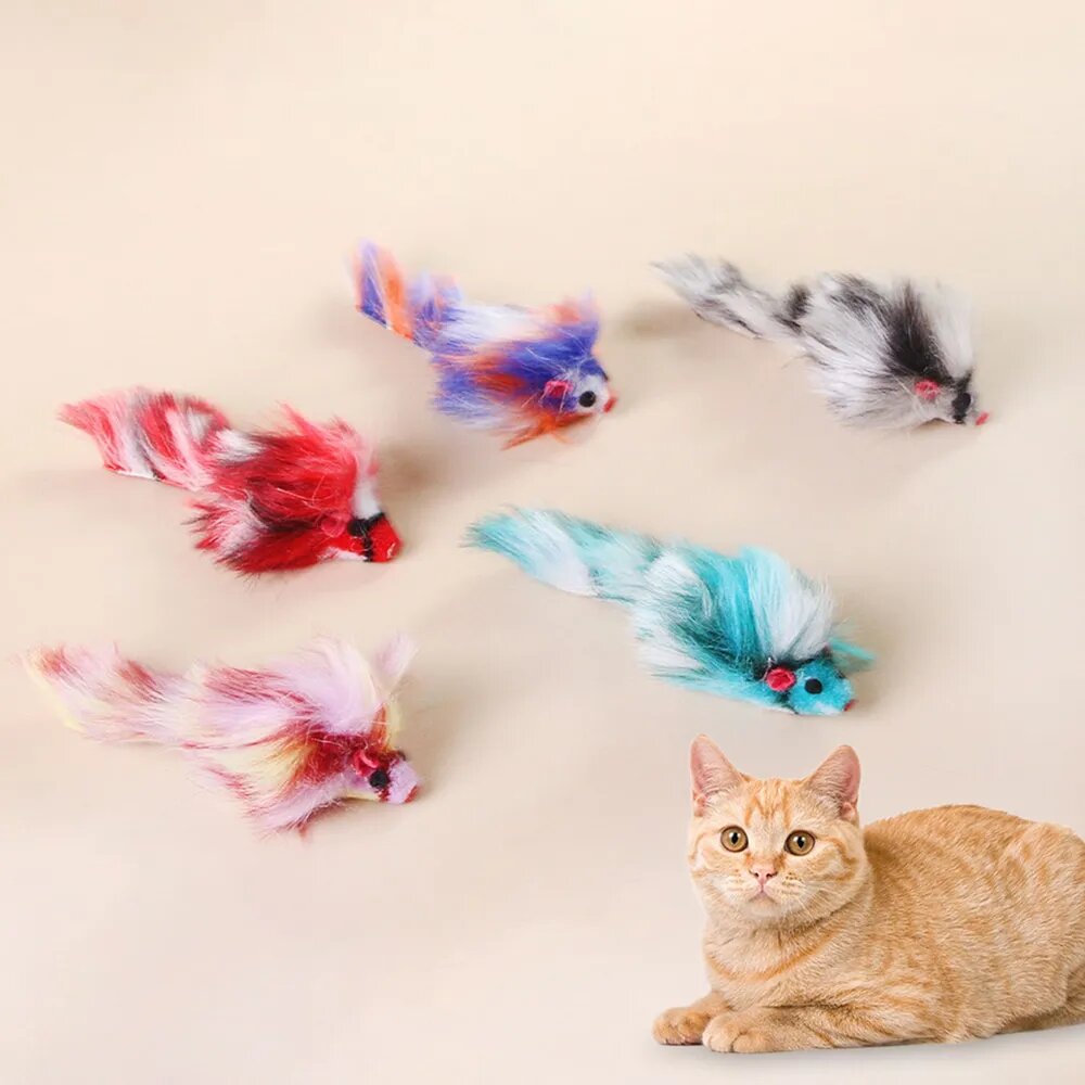 Мягкая игрушка для кошек в виде мышки с длинным хвостом, Случайный цвет