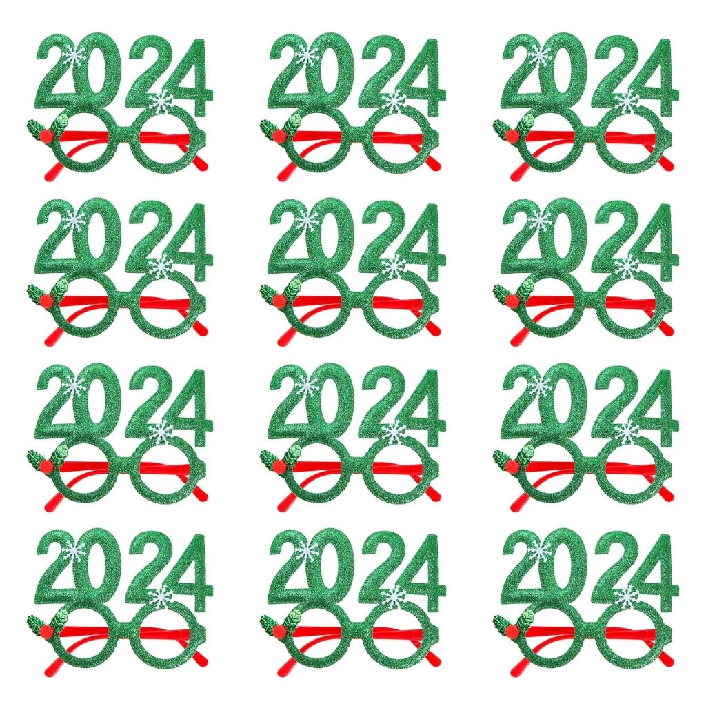 Рождественские очки рамки 2024 Новогодние очки, блестящие годы вечеринка класса выпускных фотоподъемников