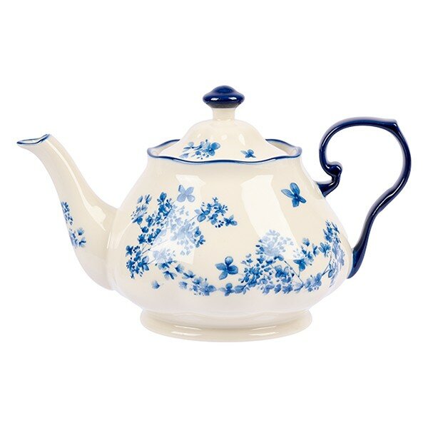 Чайник заварочный «Фиори», фарфор, 0,8 л, цвет слоновая кость, синий (Kunstwerk)