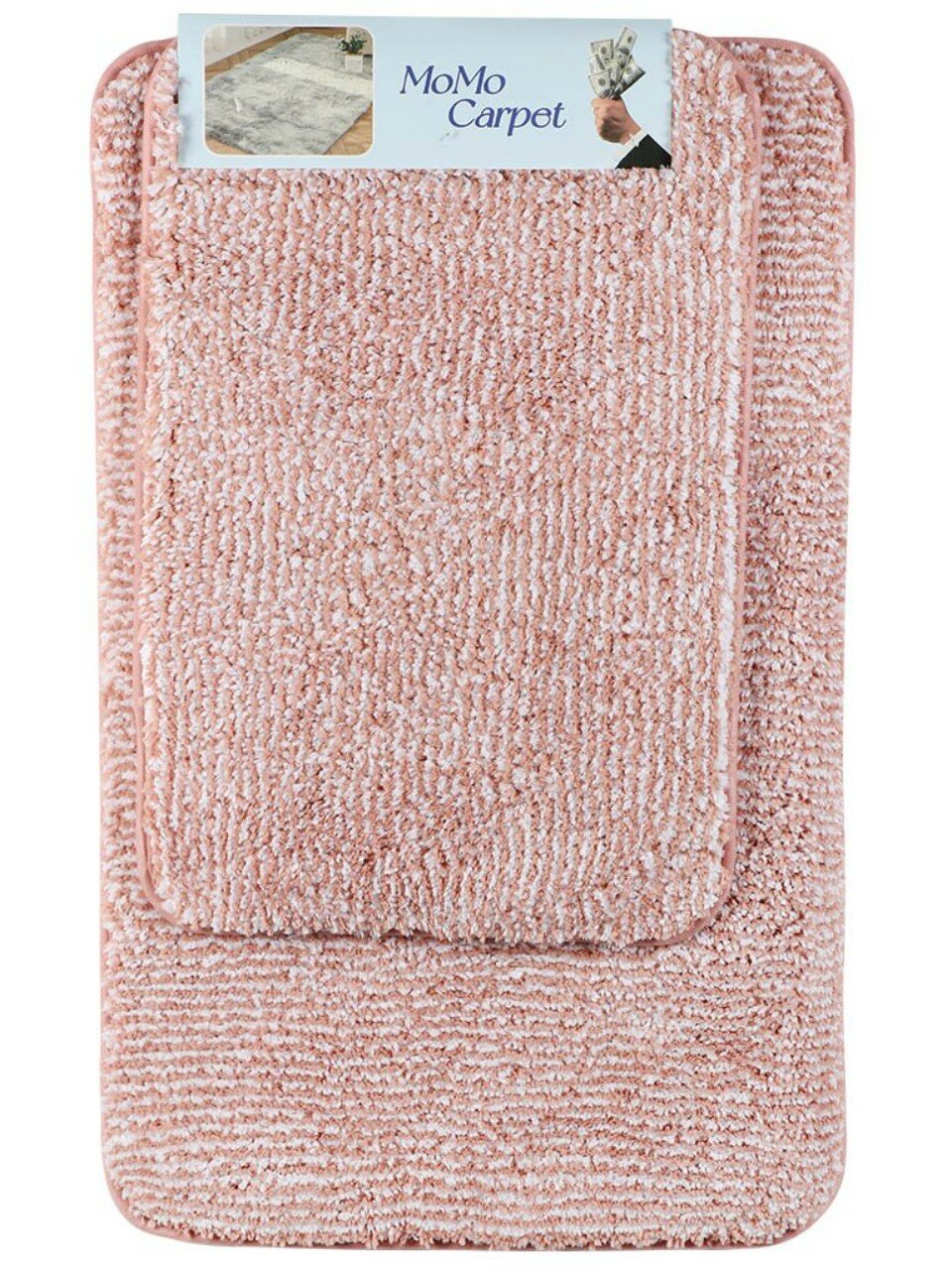 Набор ковриков для ванной и туалета, 2 шт, 0.4х0.6, 0.5х0.8 м, полиэстер, розовый, Снежинка, A090014